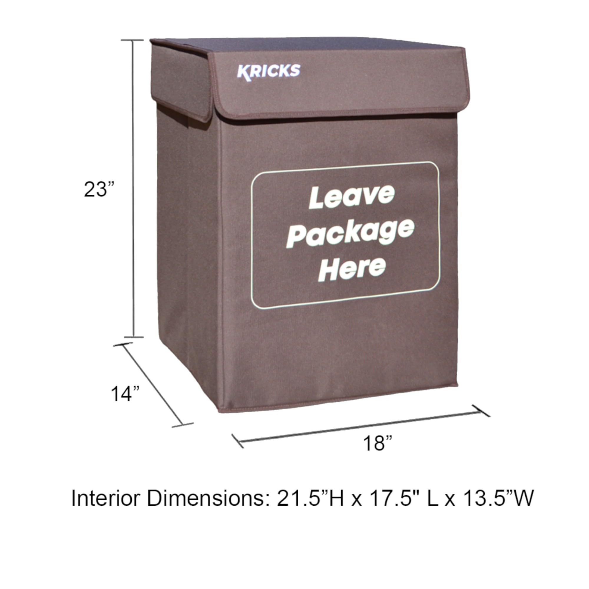 KRICKS PARCEL DROP BOX FOLDABLE, WEATHER RESISTANT FABRIC, HIDE PACKAGES, BROWN STORAGE BOX DECK PATIO, MAILBOX