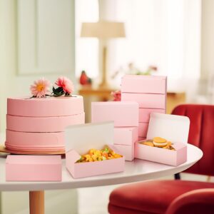 FillTouch 36 Pcs Pink Boxes Small Pink Biscuit Boxes Bakery Boxes Cookie Boxes Candy Boxes Treats Boxes Cardboard Recyclable Pink and Black for Party Favor Wedding Packaging(Pink,6 x 3 x 1.8 Inch)