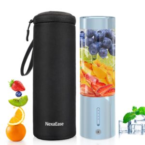 portable personal blender with insulated sleeve for juice, shakes and smoothies - 16 oz mini blender cup with 6 blades, usb rechargeable, bpa free - small blender for kitchen, travel, office, gym