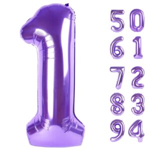 40 inch purple 1 balloon for first birthday, purple one 1st number balloon birthday decorations for girl boy toddler baby, 10th 21st, giant number 1 balloon