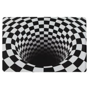 unusuall 3d optical illusion rug - vortex illusion floor mat for door entrance, bathroom, stairs, playroom, living room, or area (black and white, 26.5 x 17 inch)