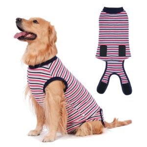 dog recovery suit after surgery,dog surgery onesie cone e-collar alternatives for small large medium cats dogs,spay neuter body suit pajamas for male female dogs (black red stripe, x-large)