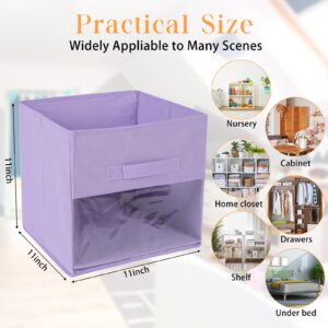 Baderke 9 Pcs Cube Storage Bins with Clear Window Handles Foldable 11'' Fabric Storage Bin Organizer Toy Storage Bins Basket for Clothes Cube Boxes for Book Diapers Bibs Closet Playroom Collection