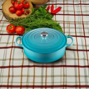 Le Creuset Enameled Cast Iron Signature Round Wide Dutch Oven, 6.75 qt., Caribbean