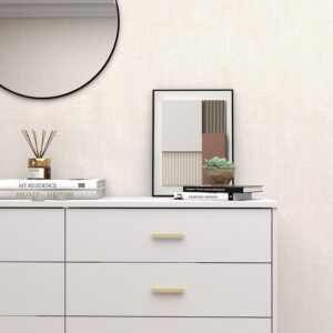 8 Drawer Wood Lateral Dresser, Big Wide Chest of Drawers Storage Organizer with Metal Gold Handles Home Bedroom (White)