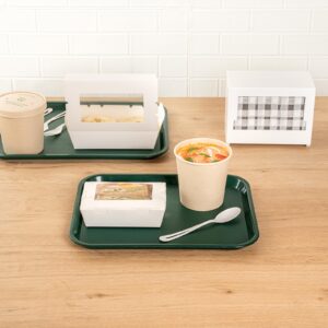 Restaurantware RW Base 10 x 14 Inch Fast Food Tray 1 Sturdy Cafeteria Lunch Tray - Lightweight No Slip Forest Green Plastic Serving Tray Rounded Corners For Restaurants Or Dinner Service