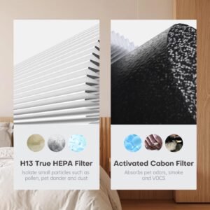 2 Pack MK01 MK06 TZ-K1 KN6391RGB Air Filter Replacement Compatible with AROEVE MK01 MK06, MJ012H, HAP601 KN6391RGB, ToLife TZ-K1, 4-in-1 High-Efficiency H13 HEPA, remove dust, pollen, pet dander, VOCs