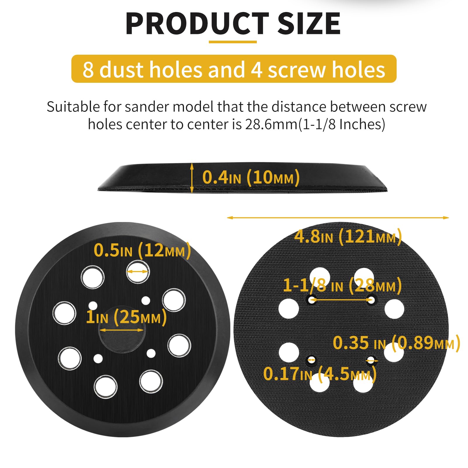 Sander Pad for Ridgid, 2 Pack 5 Inch 8 Hole Orbital Sander Pad for Ridgid R2600 R2601 5" Random Orbit Sander Replacement Hook and Loop Backing Pad for Ridgid #300527002