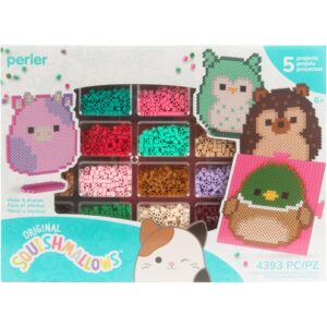 perler squishmallows fused bead activity kit with 5 unique patterns, finished project sizes vary, multicolor 4393 pieces