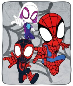 spidey & his amazing friends plush throw blanket - measures 50 x 60 inches - kids super soft fleece bedding features ghost spider gwen & miles morales