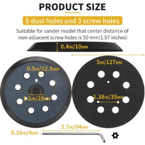 2 Pack 5 Inch 8 Hole Orbital Sander Replacement Pad for Porter Cable 343 343k 343VSK 390 390K 382 Random Orbit Sanders - Hook and Loop Sanding Pad Parts