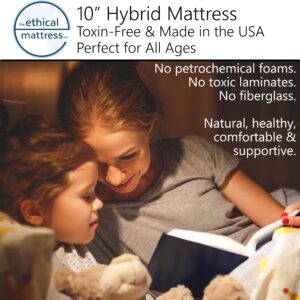 Ethical Mattress CO 10" Toxin-Free Hybrid Mattress, Made in USA with Organic Cotton, Wool, Latex & Pocketed Coils (Mattress-in-a-Box) Comfortable & Supportive for All Ages - King Size