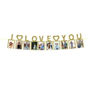 i love you photo banner love picture banner pink decor, valentine's day proposal courtship engagement wedding anniversary bridal party banner decorations photo props