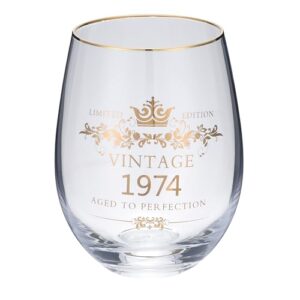 1974 50th birthday gifts for women men 15 ounce wine glasses classic birthday gift water tumbler juice cup happy birthday present .1974 vintage edition 50th anniversary, reunion gift for him or her