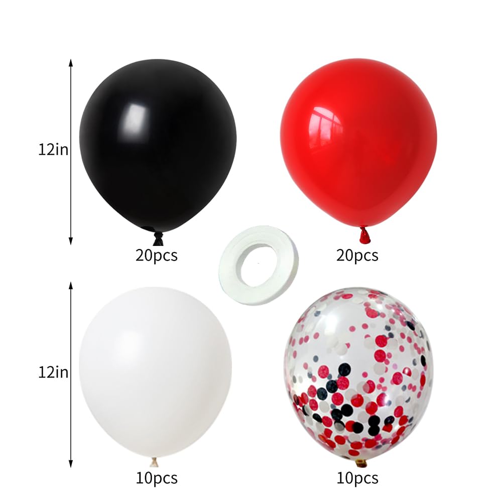 Red Black White Balloons and Black Red Confetti Balloons for Wedding Bridal Shower Birthday Baby Shower Party Decoration