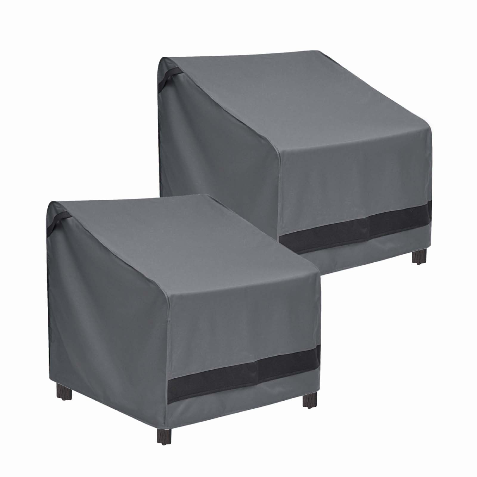 loriano Patio Chair Covers Waterproof Outdoor Furniture Chair Covers 600D Heavy Duty Fit as Lawn Lounge Deep Seat(2 Pack,Grey, Large)