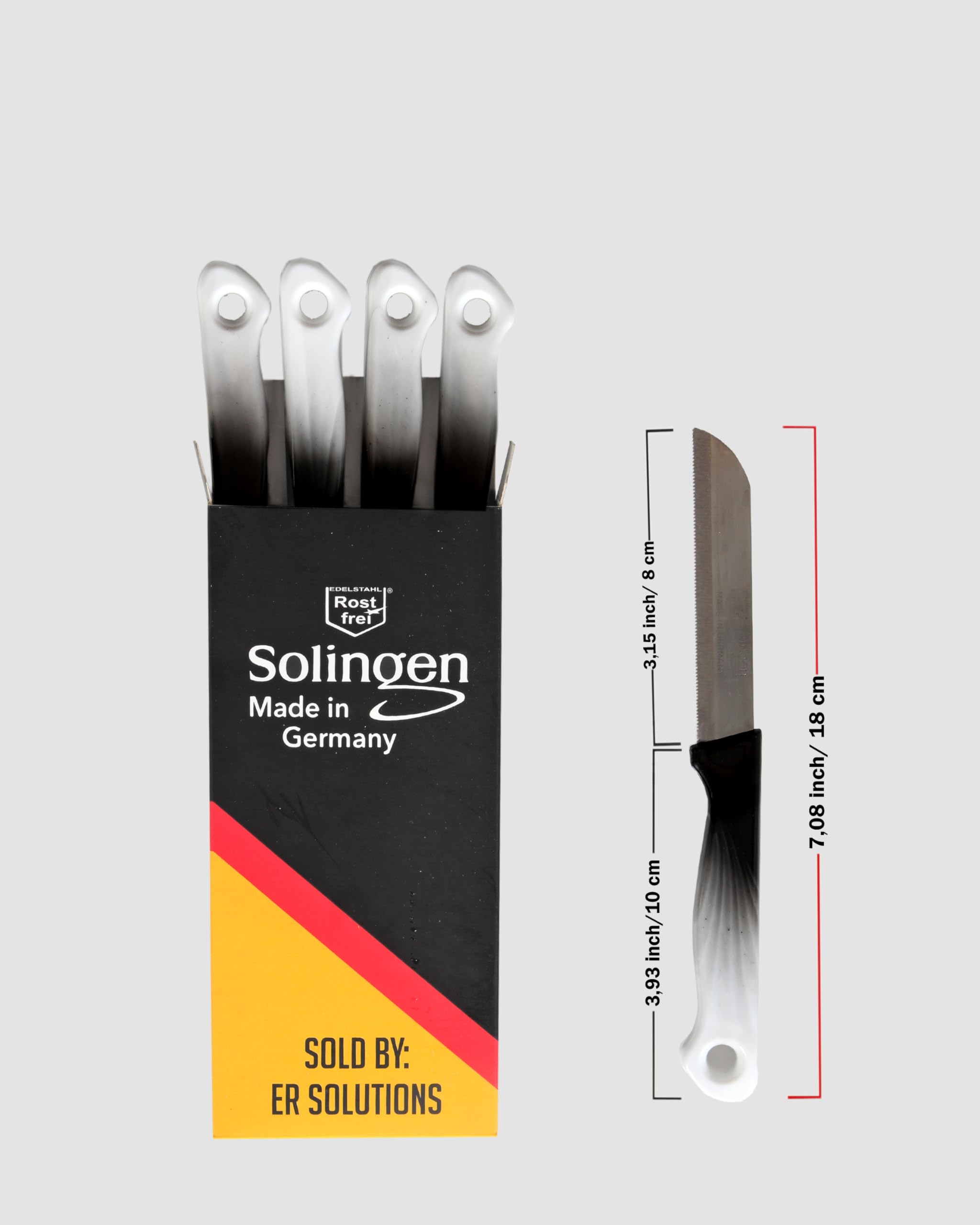 Solingen Paring Knife 12 pcs Fruit Knife Vegetable Knife Set Razor-Sharp Lightweight 3-inch Serrated Paring Knife Made in Germany (HOLE PATTERNED)