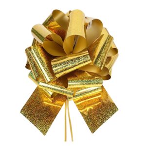 1pc giant large pull bow big glitter metallic bow,12 inch,great gift bows for appliances,bikes,table decorations and party events(gold)