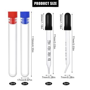 4pcs 1ml Dropper, Glass Dropper with Measurements Bent & Straight Tip Calibrated Accurate Dose Measuring Pipettes Dropper for Essential Oils, Feeding, Ear, Laboratory