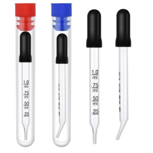 4pcs 1ml dropper, glass dropper with measurements bent & straight tip calibrated accurate dose measuring pipettes dropper for essential oils, feeding, ear, laboratory