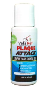 plaque attack gel with wild salmon oil. as seen on tv pet dental, don't mess with harsh chemicals in your pet's food or water, simply swipe on teeth and your pet's teeth and gums will improve.