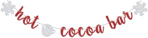 hot cocoa bar banner, hot chocolate bar decorations, hot cocoa bar decorations, it’s cold outside bar sign, wintertime holidays christmas party decor red silver