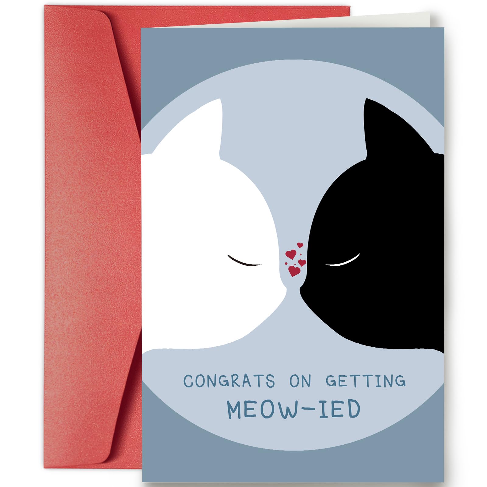 SuperShunhu Cute Cat Couple Wedding Card, Cat Bride & Groom Card, Wedding Congratulation Card Gift for Cat Lovers Couple, Funny Engagement Card