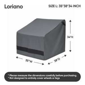 loriano Patio Chair Covers Waterproof Outdoor Furniture Chair Covers 600D Heavy Duty Fit as Lawn Lounge Deep Seat(2 Pack,Grey, Large)