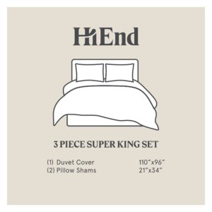 HiEnd Accents Stonewashed Cotton Canvas 3 Piece Super King Duvet Cover Set, Duffle Bag Solid Color, Modern Classic Luxury Bedding Set, 1 Comforter Cover and 2 Pillow Shams