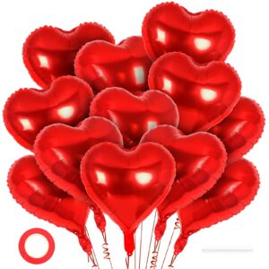 12 pcs red heart balloons,18 inch heart foil balloons love balloons valentine balloons for birthday party wedding engagement party baby shower valentine day decorations (red)