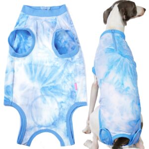 wabdhaly dog surgery recovery suit for female spay,tie dye blue dogs surgical recovery onesie,soft breathable cotton,prevent licking scratching small puppy suit,s tie dye blue