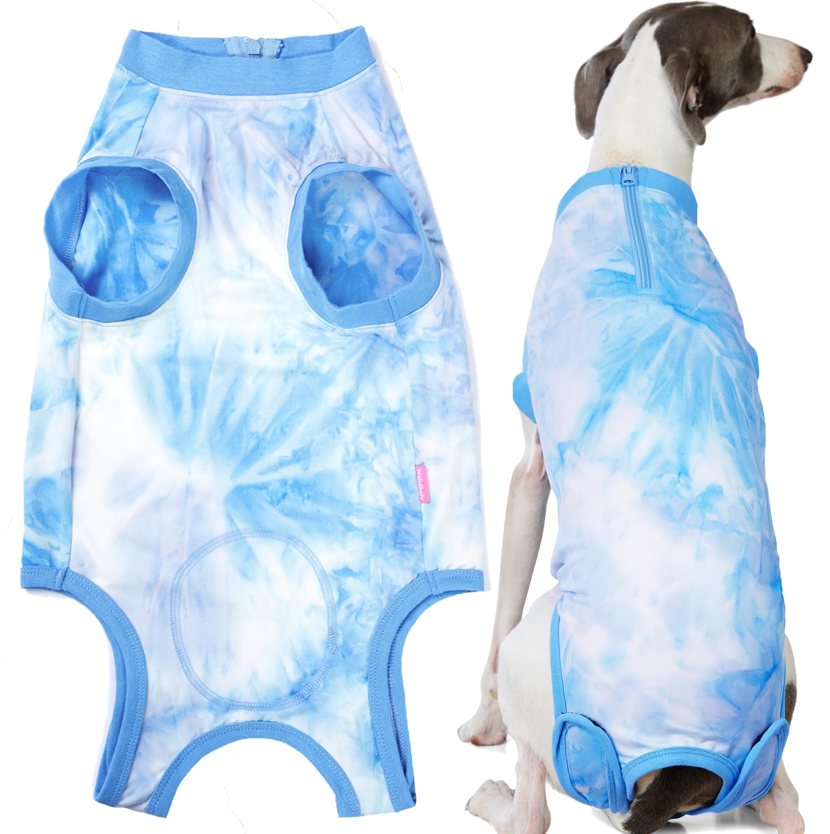 Wabdhaly Dog Surgery Recovery Suit for Female Spay,Tie Dye Blue Dogs Surgical Recovery Onesie,Soft Breathable Cotton,Prevent Licking Scratching Small Puppy Suit,S Tie Dye Blue