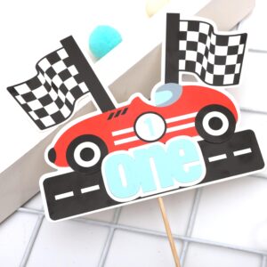 Fast One Cake Topper - Race Car One Birthday Party Decorations,Racing Car Themed Baby Shower Decor,Little Racer 1st Birthday Cake Topper,Fast One Photo Prop Cake Smash