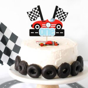 Fast One Cake Topper - Race Car One Birthday Party Decorations,Racing Car Themed Baby Shower Decor,Little Racer 1st Birthday Cake Topper,Fast One Photo Prop Cake Smash