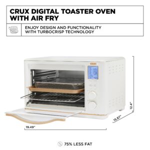 CRUX 6 Slice Digital Toaster Oven with Air Fry, TurboCrisp Technology with 11 Cooking Options, Adjustable Temperature and Removable, PFOA Free, Dishwasher-Safe Accessories, 1800W, White