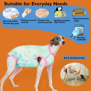 Wabdhally Dog Surgery Recovery Suit,Surgical Suit for Medium Female Spay,Soft Combed Cotton,Tie Dye Pink Zipper Onesie M