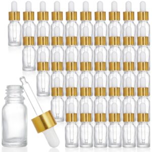 kingrol 40 pack 10ml clear glass dropper bottles, tincture bottles, empty bottles with dropper for essential oils, perfumes, aromatherapy, chemistry lab chemicals