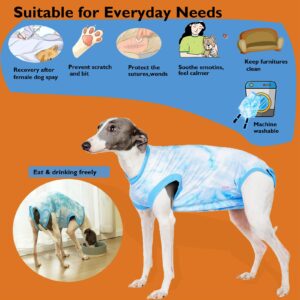 Wabdhaly Dog Surgery Recovery Suit for Female Spay,Tie Dye Blue Dogs Surgical Recovery Onesie,Soft Breathable Cotton,Prevent Licking Scratching X-Large,XL Tie Dye Blue