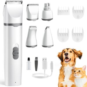 masagotti dogs hair clippers grooming kit with nail grinder, 4 in 1 cordless electric trimmer low noise usb pet clippers for dogs cat,grooming paws, eyes, ears, face,matted hair