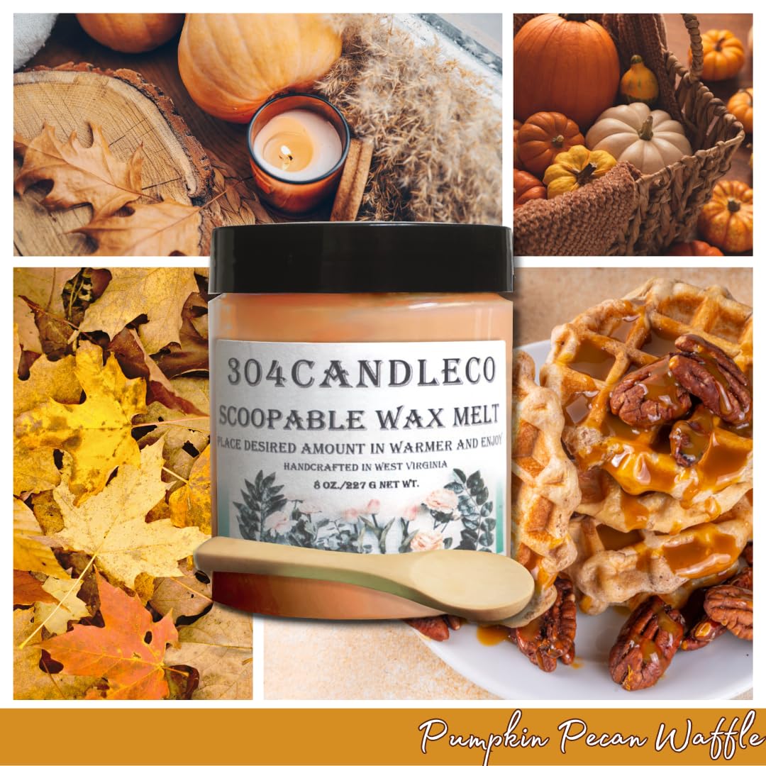 304CandleCo Extra Large 8 oz Scoopable Wax Melt - 20 SCENTS - Pumpkin Pecan Waffle - Highly Fragrant & Hand-Crafted - Easy Mix & Match Scents - 100% American Made - Perfect for Wax Warmers