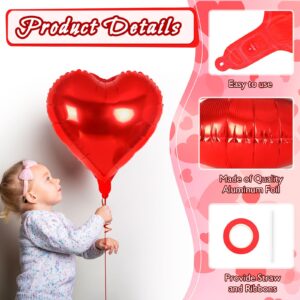 12 Pcs Red Heart Balloons,18 Inch Heart Foil Balloons Love Balloons Valentine Balloons for Birthday Party Wedding Engagement Party Baby Shower Valentine Day Decorations (red)