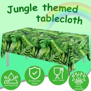 Jungle Safari Animal Theme Tablecloth,3Pcs Animal Print Table Covers Wild Leaf Tablecloths Jungle Rectangular Table Decorations for Animal Birthday Safari Theme Party Baby Shower Disposable Supplies