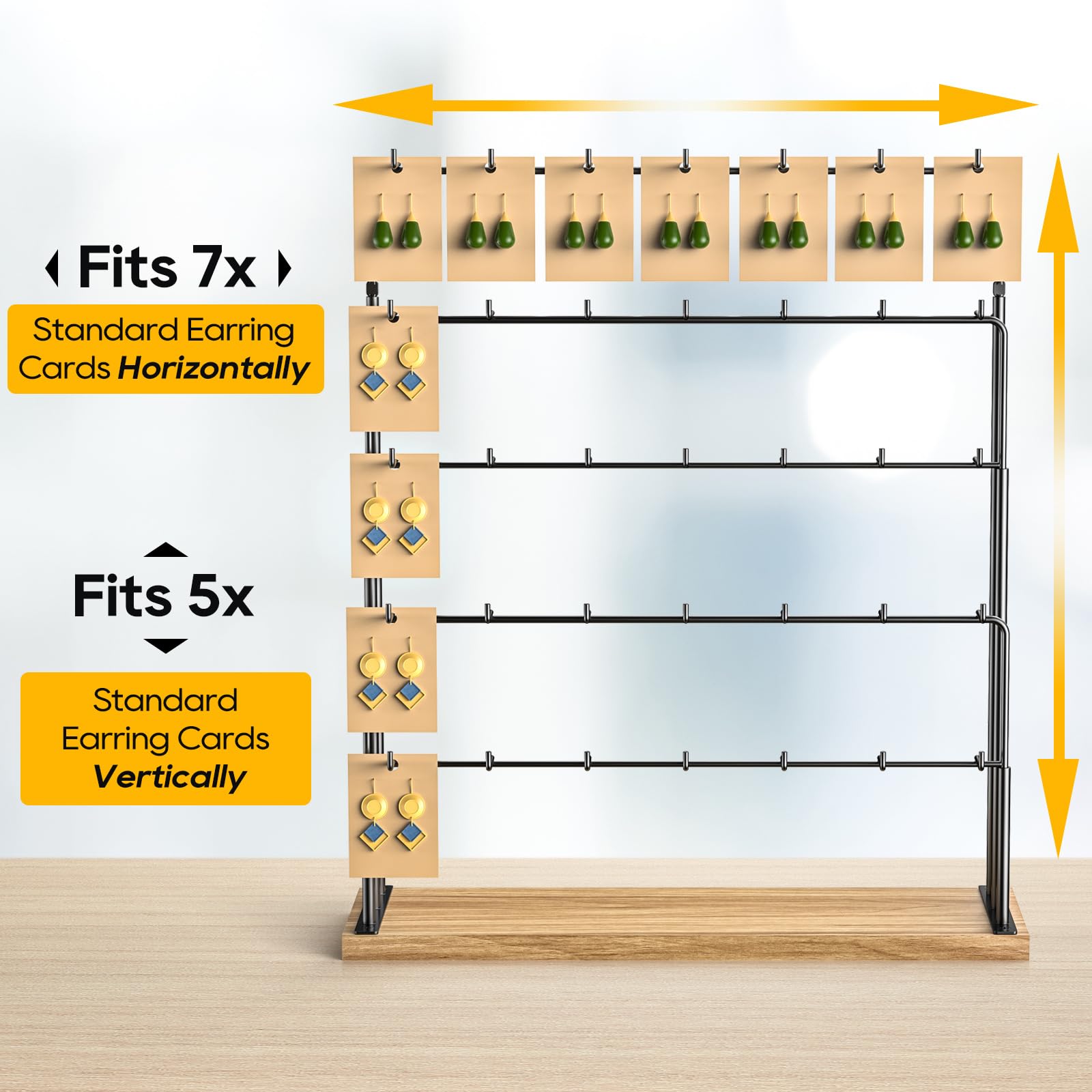 ORLESS Jewelry Display for Vendors, Earring Display Stand for Selling, Necklace Display Stands Earring Cards for Selling Bracelets, Jewelry Towers (35 Hooks)