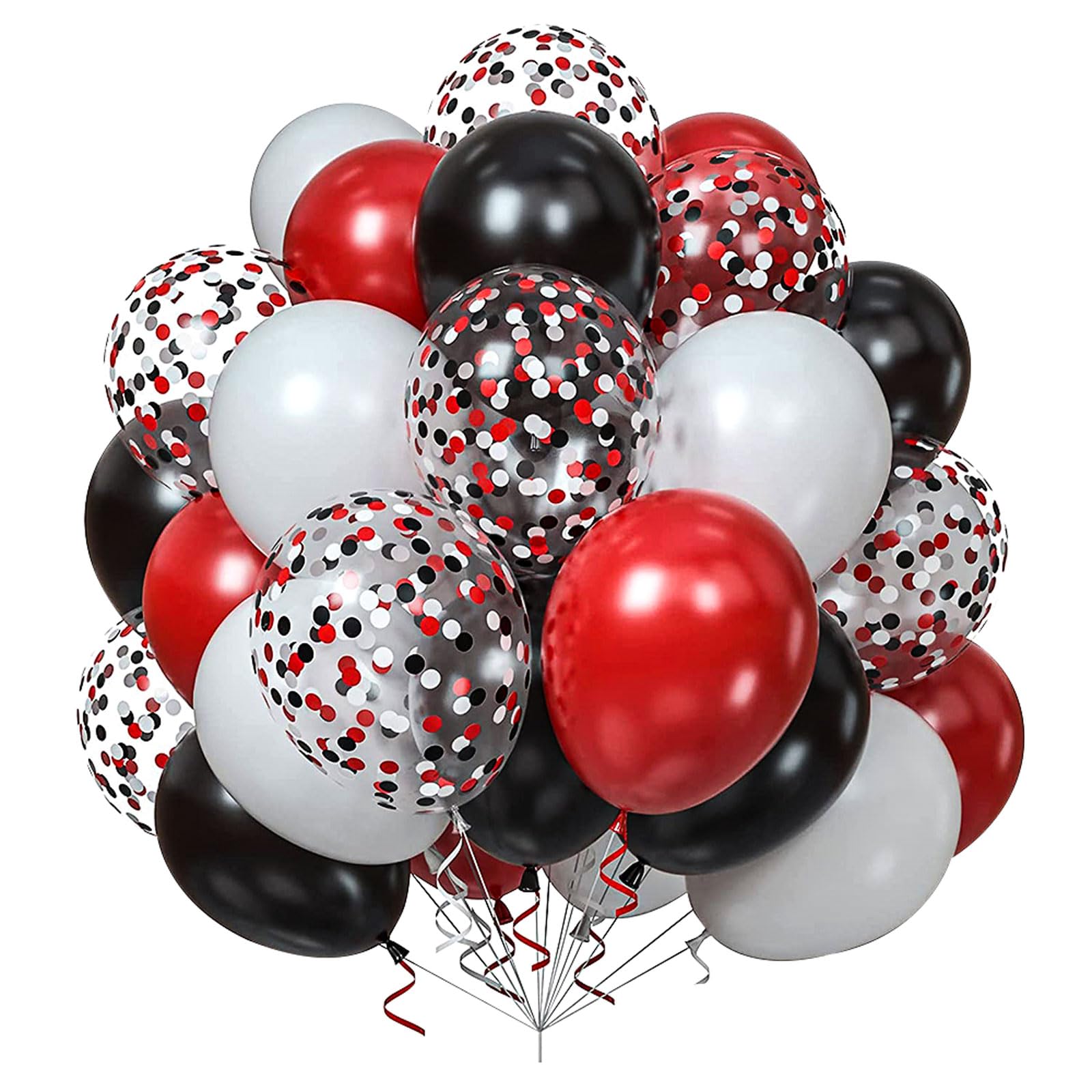 Red Black White Balloons and Black Red Confetti Balloons for Wedding Bridal Shower Birthday Baby Shower Party Decoration