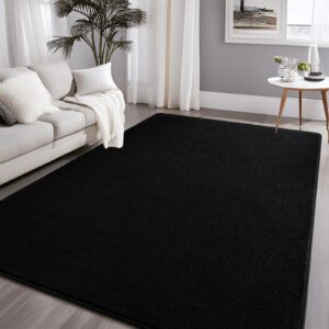 larhom large modern area rugs for bedroom living room, 5x7 feet black rug, thickened memory-foam indoor carpets, minimalist rug for boys girls, soft, non-slip and machine-washable