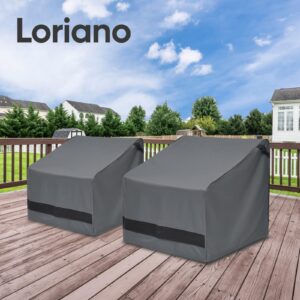 loriano Patio Chair Covers Waterproof Outdoor Furniture Chair Covers 600D Heavy Duty Fit as Lawn Lounge Deep Seat(2 Pack,Grey, Large)