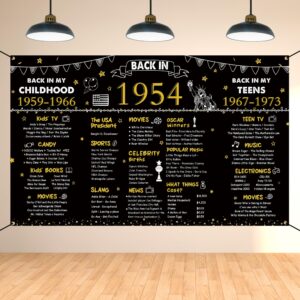 darunaxy 70th birthday black gold party decoration, back in 1954 banner cheers to 70 years old birthday party poster supplies, 6 * 3.6ft vintage 1954 backdrop photography background for men and women