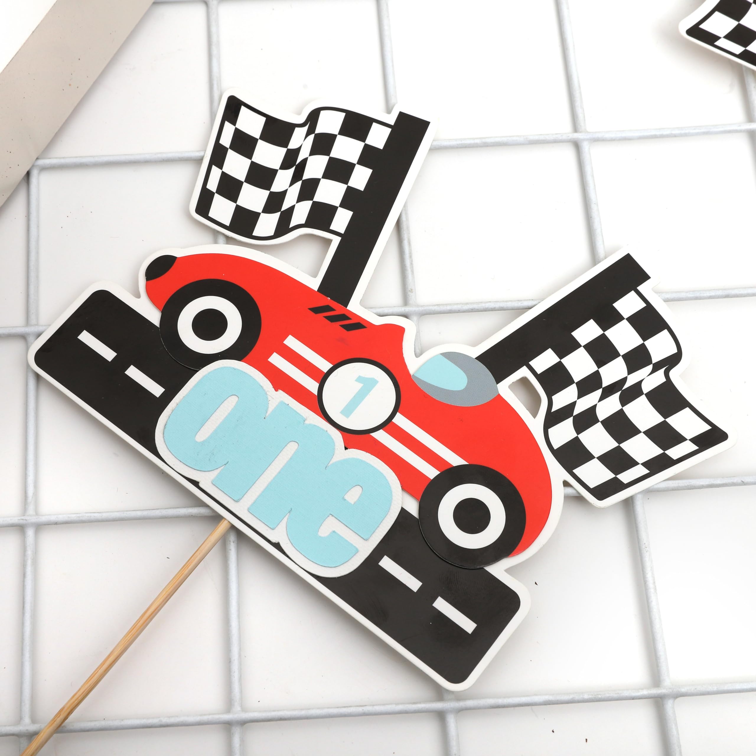 Fast One Cake Topper - Race Car One Birthday Party Decorations,Racing Car Themed Baby Shower Decor,Little Racer 1st Birthday Cake Topper,Fast One Photo Prop Cake Smash