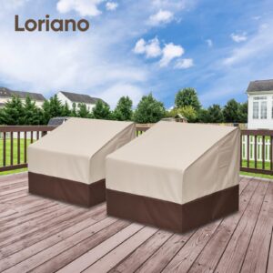 loriano Patio Chair Covers Waterproof Outdoor Chair Covers 600D Heavy Duty Fit as Lawn Lounge Deep Seat(2 Pack,Median)