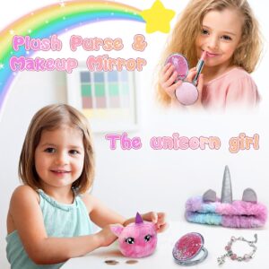 Lobimelan Unicorns Gifts for Girls Toys 6 7 8 9 10 Year Old Tie-Dye Playset Includes Star Stuffed Mirror Diary Eyemask Headband Purse Pen Bracelet and Sock